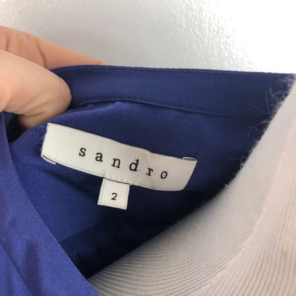 Sandro | Tops | Sandro Blue Lace Silk Blouse Medium | Poshmark